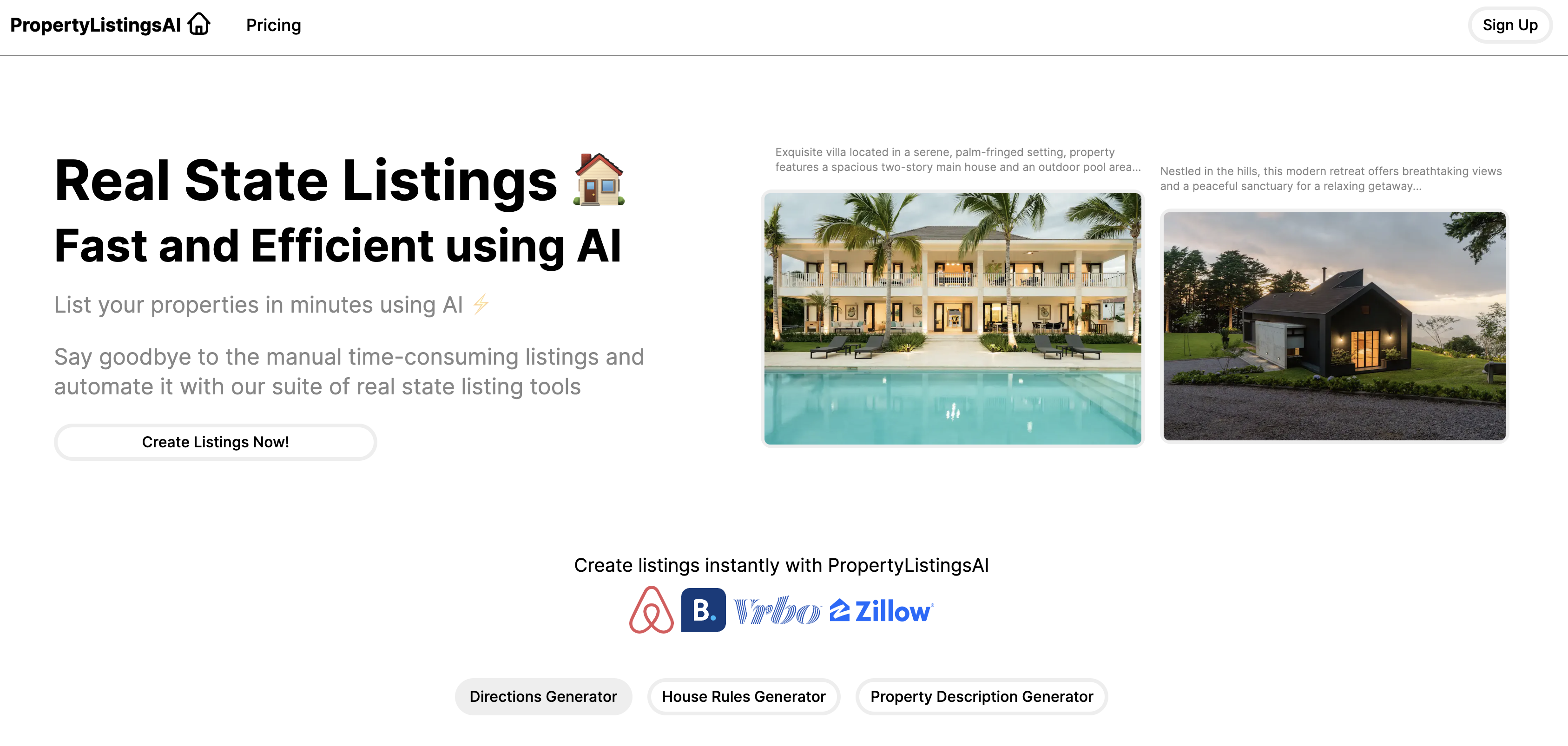 PropertyListingsAI - Generated Real Estate Listings using AI